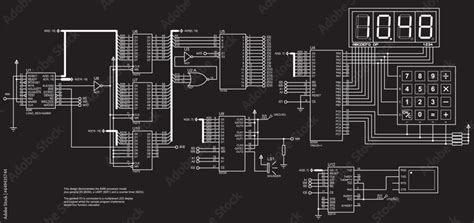 vector electrical schematic diagram of integer calculator based on