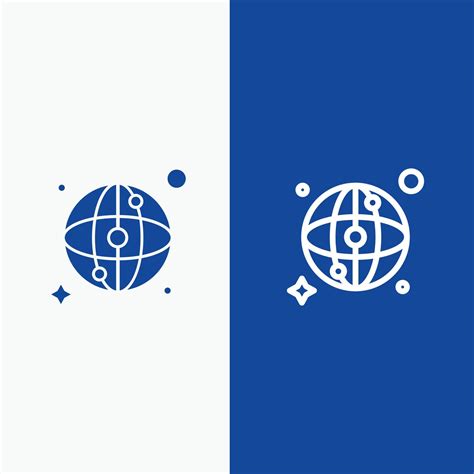 World Map Network Line And Glyph Solid Icon Blue Banner Line And Glyph Solid Icon Blue Banner