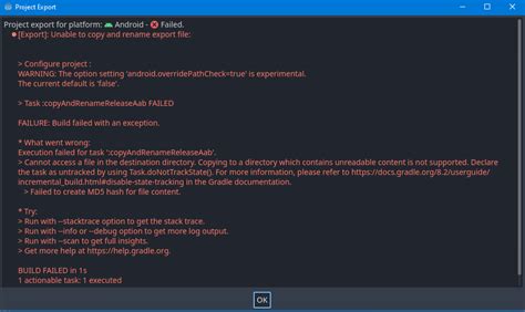Gradle Error Export Aab Unable To Copy And Rename Export File Help