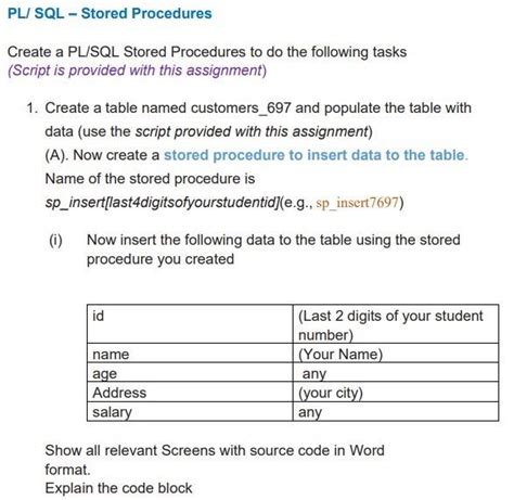 Solved Plsql Stored Procedures Create A Plsql Stored