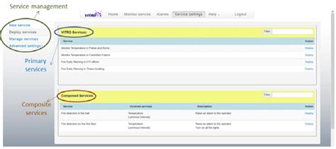 User Interface For The Selection And Deployment Of A Service See