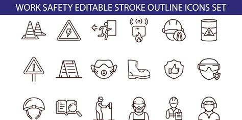 Premium Vector Work Safety Editable Stroke Outline Icons Set