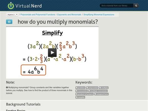 How Do You Multiply Monomials Instructional Video For 6th 9th Grade Lesson Planet
