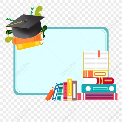하늘색 책 일러스트 학사 모자 테두리 학사모배우다직사각형 Png 일러스트 무료 다운로드 Lovepik