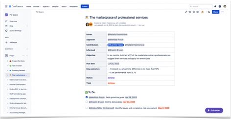 confluence project management with native features