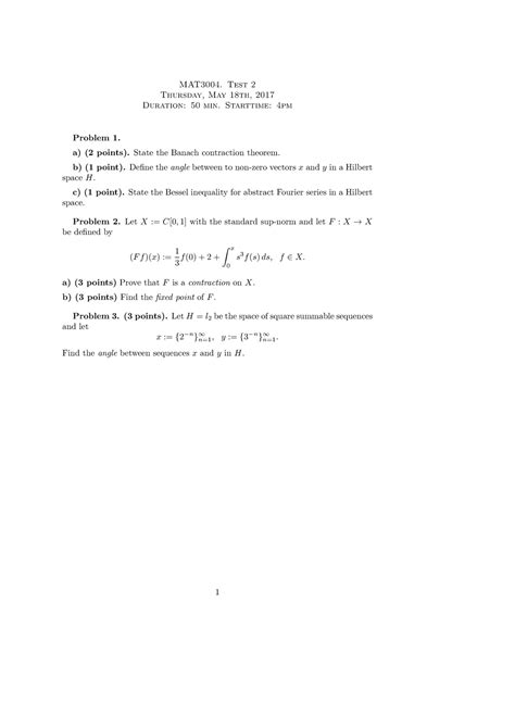 mat3004 2016 2017 class test 2 mat3004 test 2 thursday may 18th