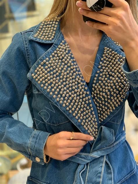 جاكيت جينز نسائي طويل Adwhit