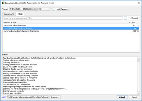 Using The Debugger Android Target Device