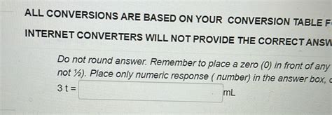 Solved All Conversions Are Based On Your Conversion Table F Internet