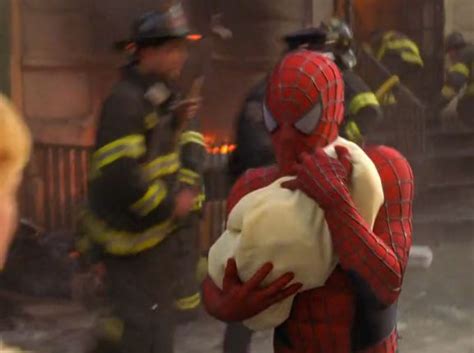 Spider-Man saved the Baby by fridaynightspidey on DeviantArt