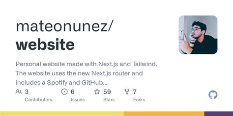 GitHub Mateonunez Website Personal Website Made With Next Js And Tailwind The Website Uses