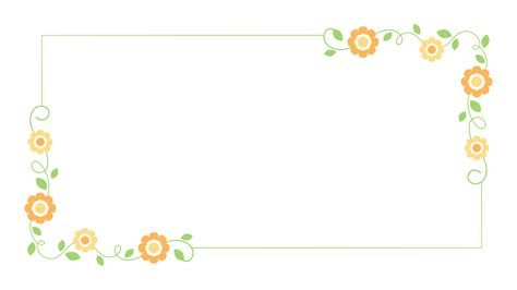 Cute Botanical Rectangular Frame Hand Drawn Line Border Leaves And