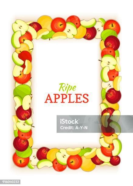 맛 있는 사과 과일 수직 사각형 색된 프레임 구성 됩니다 벡터 카드 그림입니다 사과 프레임 포장 디자인 식품 주스 잼 아이스크림 스무디 해독 화장품 크림을 위한 프레임 0