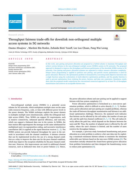 pdf throughput fairness trade offs for downlink non orthogonal