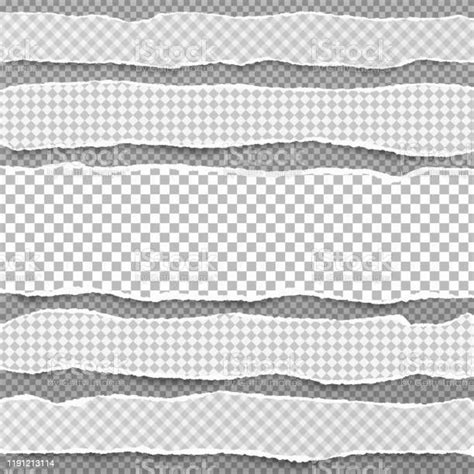 찢어진 부드러운 그림자와 흰색 사각형 사실적인 수평 종이 스트립의 조각은 회색 배경에 있습니다 벡터 일러스트레이션 0명에 대한