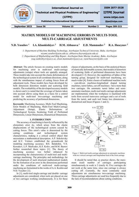 pdf matrix models of machining errors in multi tool multi carriage adjustments