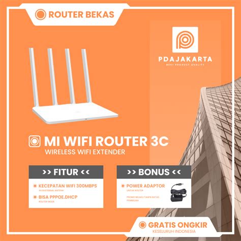 Jual Xiaomi Mi Router 3C Wireless Router WiFi 300Mbps 4 Antena Bekas Original Bonus Adaptor