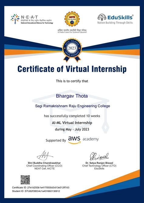 Bhargav Thota On Linkedin Aicteinternship Aicte Eduskills