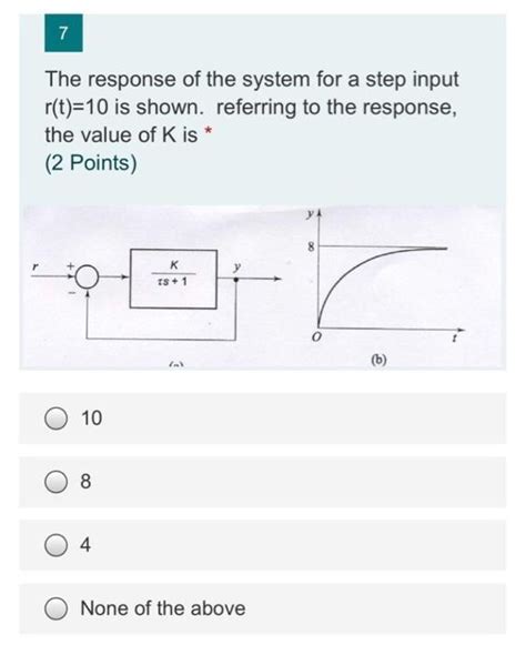solved 7 the response of the system for a step input r t 10