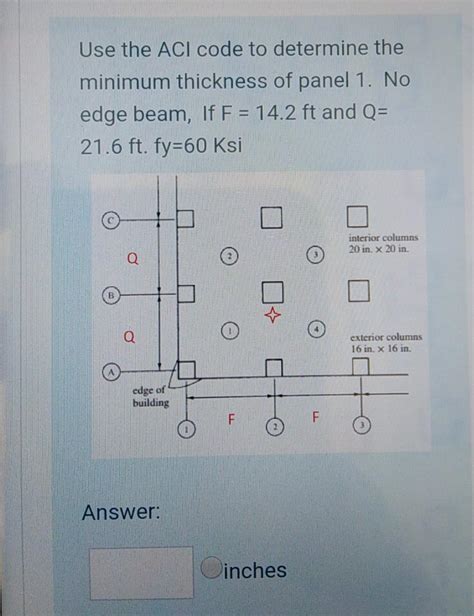 solved use the aci code to determine the minimum thickness