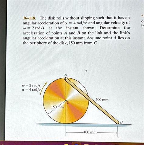 solved 16 118 the disk rolls without slipping such that it has an