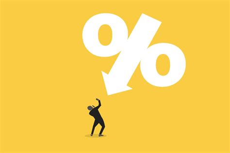 Businessman Afraid Percentage Sign With Falling Down Concept Of