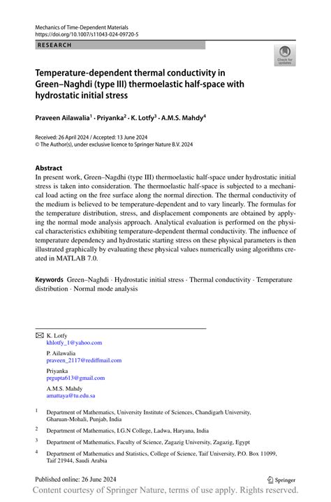 Temperature Dependent Thermal Conductivity In Greennaghdi Type Iii