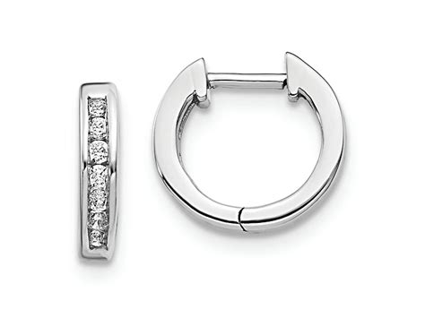 Rhodium Over 14k White Gold Lab Grown Diamond Hinged Hoop Earrings