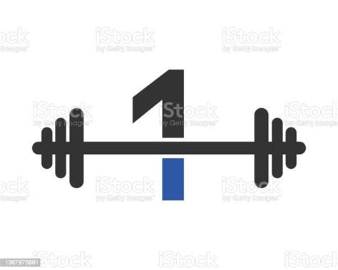 피트니스 체육관 로고 에 편지 1 기호 체육관 및 피트니스 초기 알파벳 편지 1 로고 템플릿 바벨 케틀벨 로고 타입 건강한 생활방식에 대한 스톡 벡터 아트 및 기타 이미지