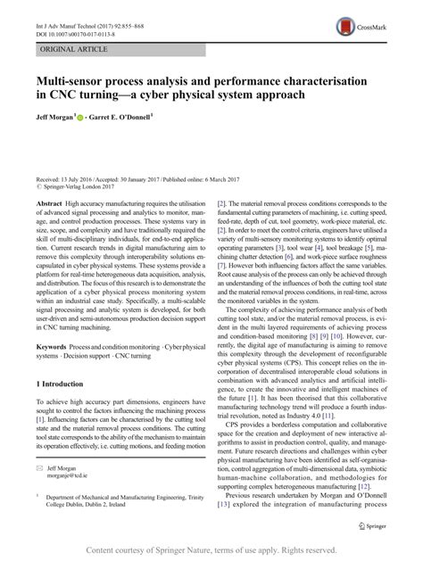 Multi Sensor Process Analysis And Performance Characterisation In CNC Turninga Cyber Physical