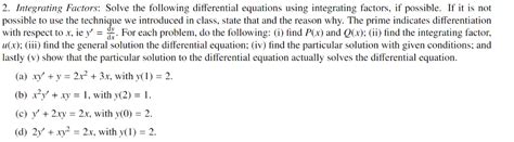 solved 2 integrating factors solve the following