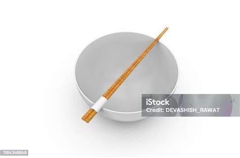 국수 쌀 초밥 파스타 및 기타 식사를위한 젓가락흰색 빈 그릇 고립 된 흰색 배경에 템플릿을 조롱 3d 그림 0명에 대한 스톡 사진 및 기타 이미지 Istock