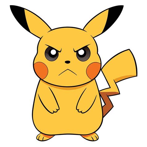 Annoyed Pikachu Illustration Of A Popular Cartoon Character With Angry