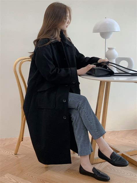 누빔 안감 겨울 모직 울 코트 싱글 롱 코트 Tyw088