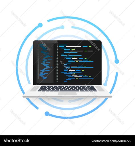 Laptop Coding Concept Web Developer Royalty Free Vector