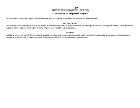 Cj 140 Module Six Assignment An Example Has Been Provided Interview Purpose The Purpose Of
