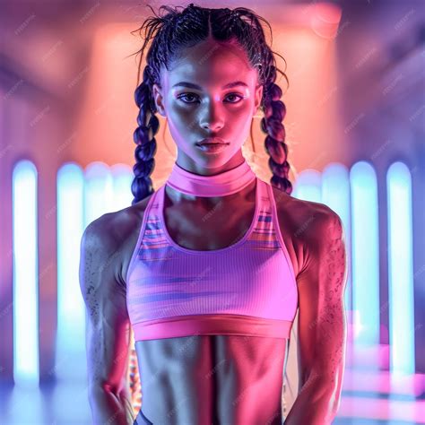 Premium Photo Woman With Braids Standing In Room Generative Ai