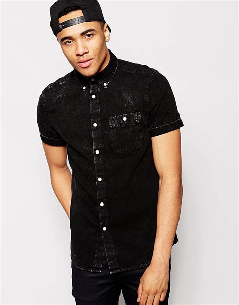 Mens Denim Shirt Black At Savannah Eades Blog