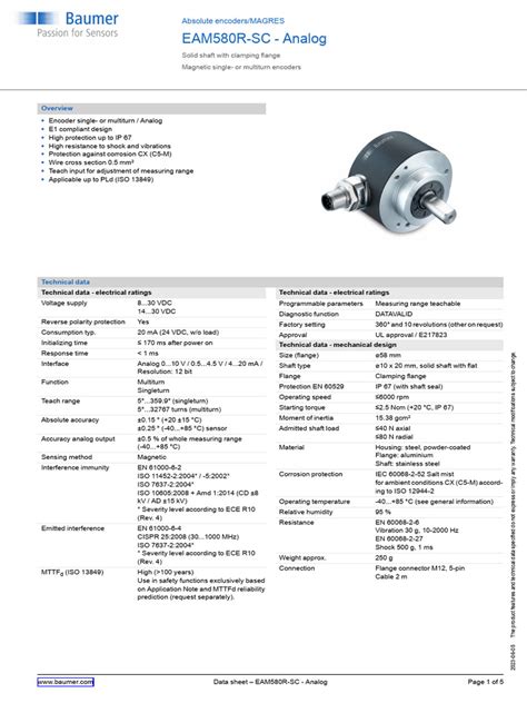 Baumer Encoder Pdf Electrical Connector Electrical Engineering