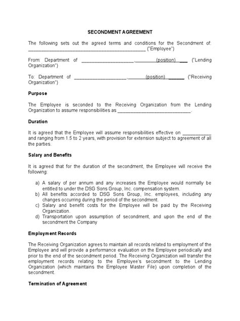 Secondment Agreement Sample Pdf Employment Salary