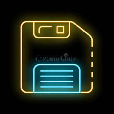 Neon Floppy Disk Shining On Black Background Stock Illustration Illustration Of Disk Obsolete
