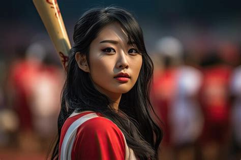 Premium Ai Image A Woman Holding A Baseball Bat