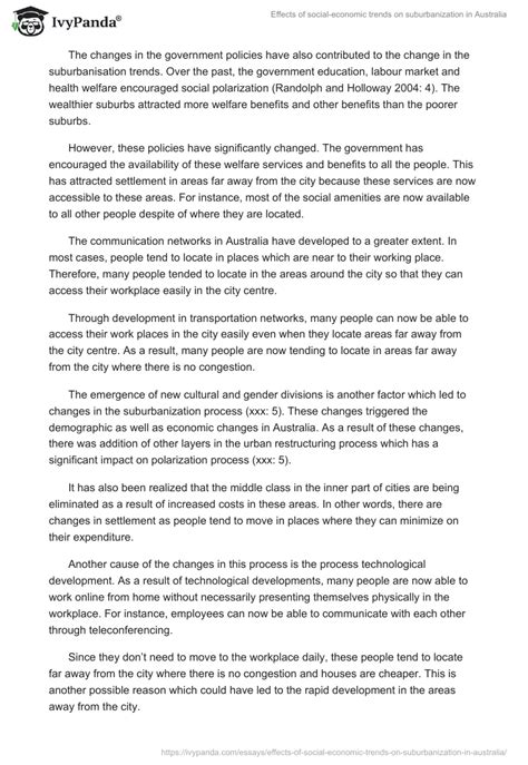 Effects Of Social Economic Trends On Suburbanization In Australia