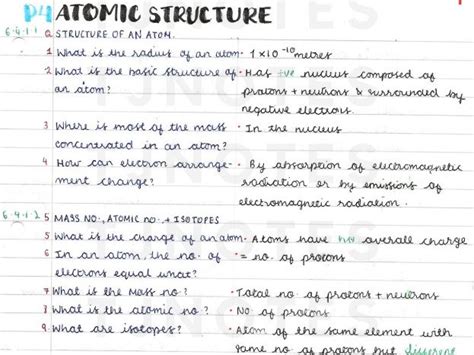 Grade 9 Atomic Structure Paper 1 Combined Science Higher Physics Aqa Specification Concise Notes