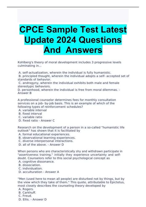 Cpce Sample Test Latest Update 2024 Questions And Answers Cpce