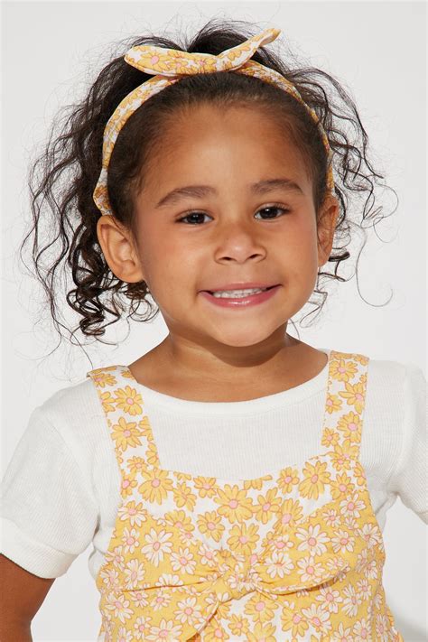 Mini Force Of Nature Jumpsuit Set With Headband Mustard Fashion Nova