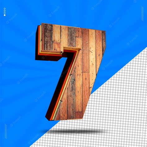 Premium Psd 3d Render Number 7 Font Wood