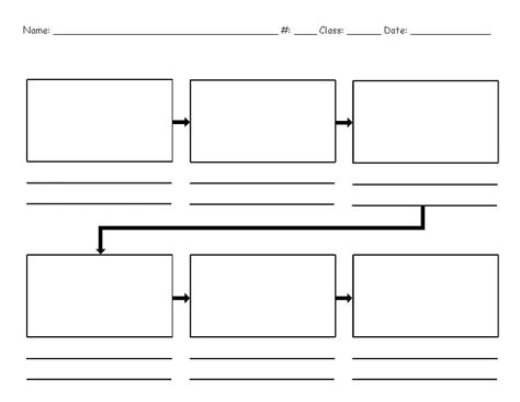 Blank Flow Map Sequencing Template 6 Boxes Thinking Map Graphic