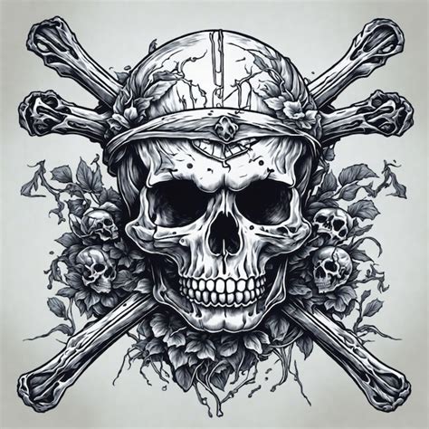 Premium Ai Image Crossing Bones Skull Vector