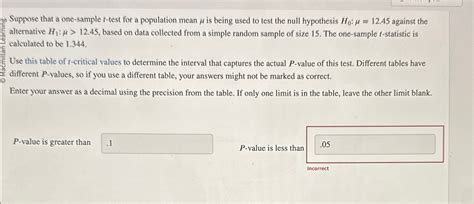 Solved Suppose That A One Sample T Test For A Population Chegg Com